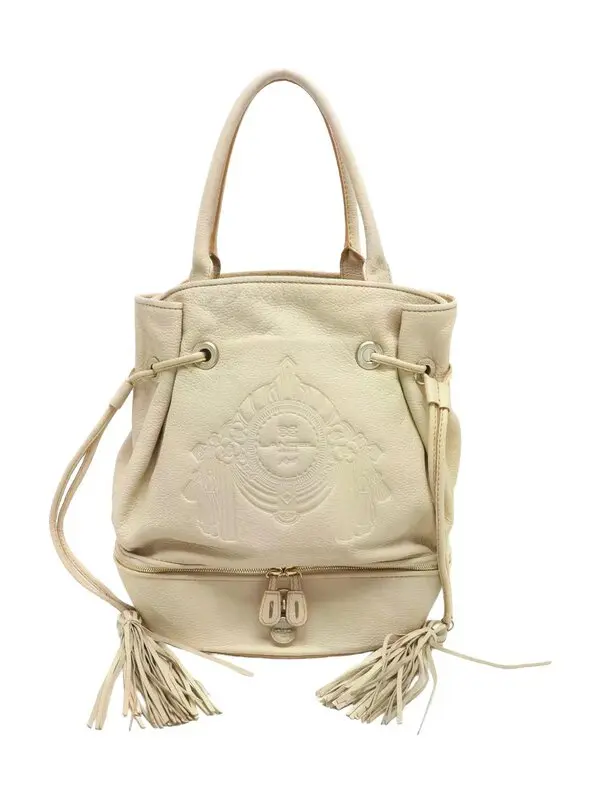 LANCEL Embossed Tassel Tote Bag - Neutrals