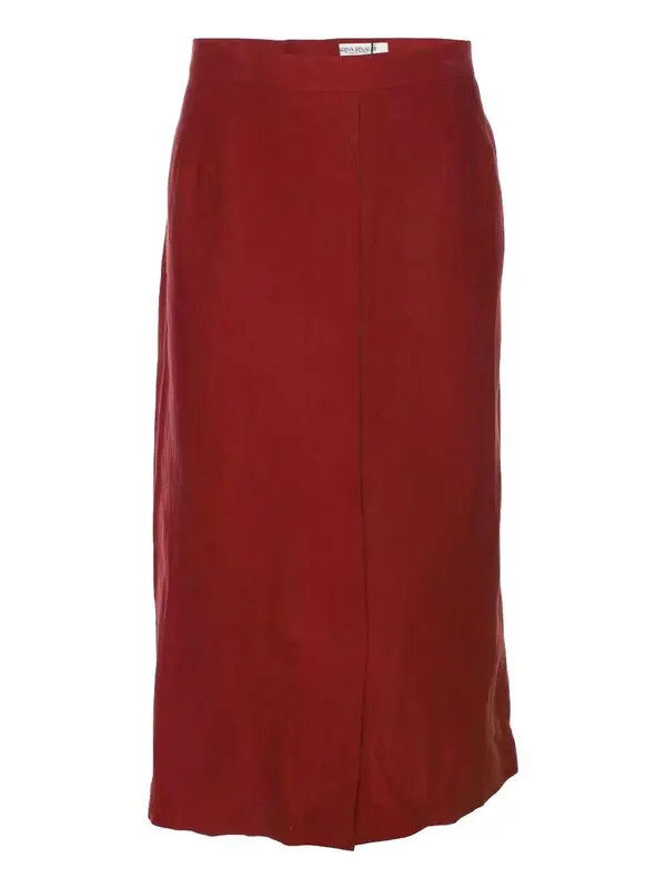 Marina Rinaldi Linen Straight Midi Skirt - Red