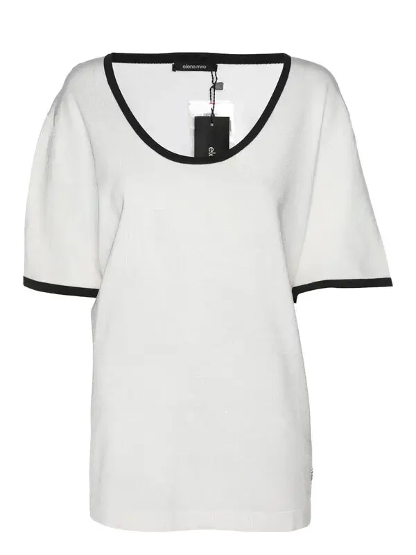ELENA MIRO` Contrasting-trim T-shirt - White