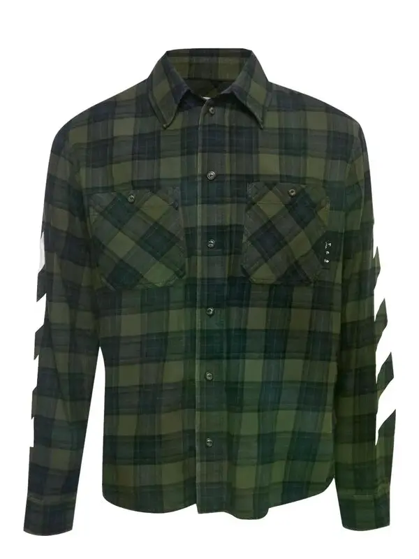 Off-White Tartan Cotton Shirt - Green
