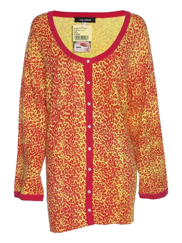 ANNA SCHOLZ Animal-print Buttoned Cardigan - Yellow