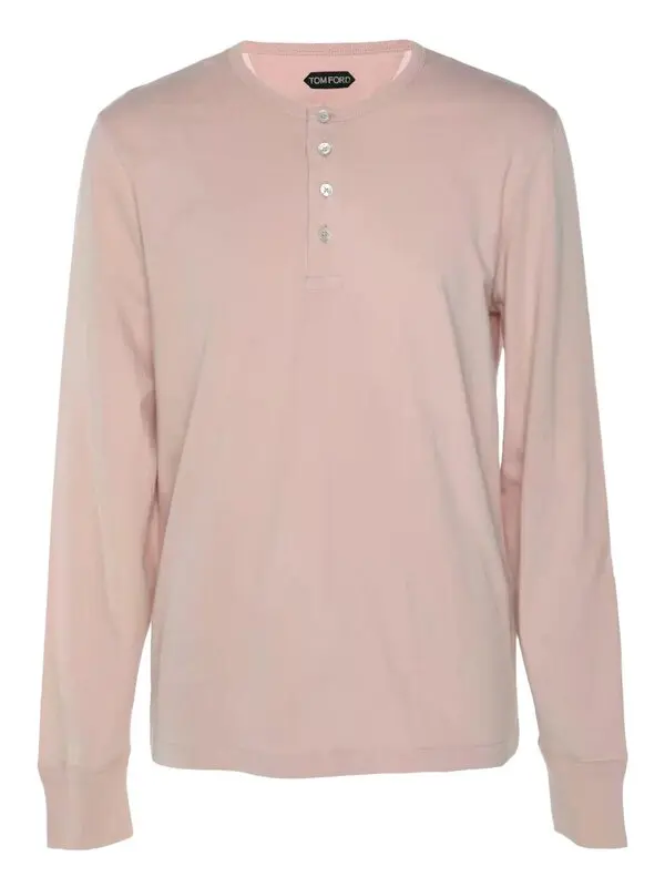 TOM FORD Henley Button-placket Long-sleeve T-shirt - Pink