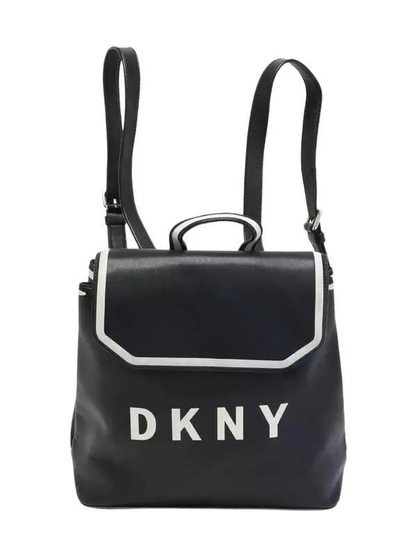 Dkny Jade Leather Logo Backpack - Black