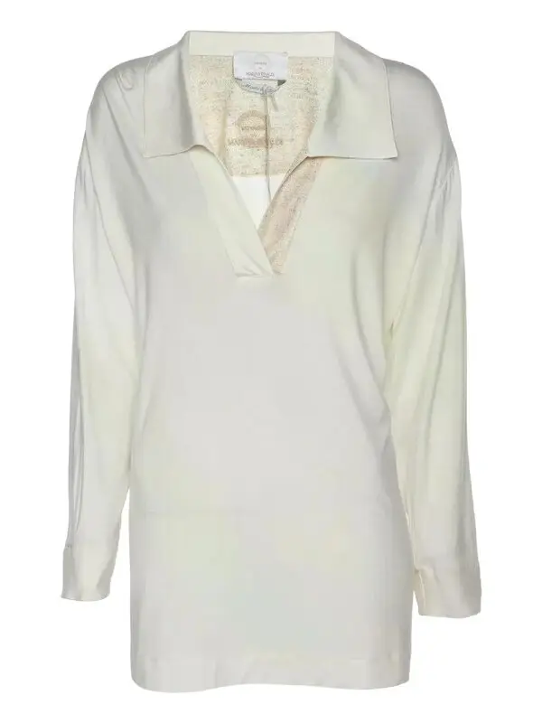 Marina Rinaldi Wingtip-collar Knitted Top - Neutrals