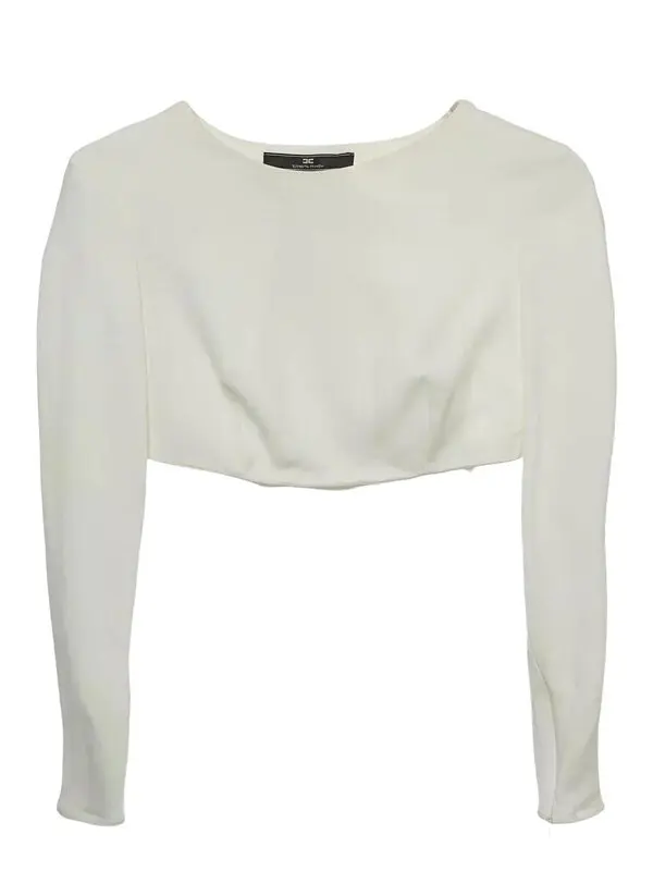 Elisabetta Franchi Asymmetrical Cropped Top - White