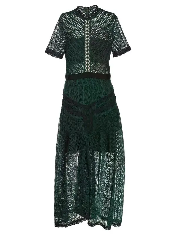 SELF-PORTRAIT Lace Midi Dress - Green