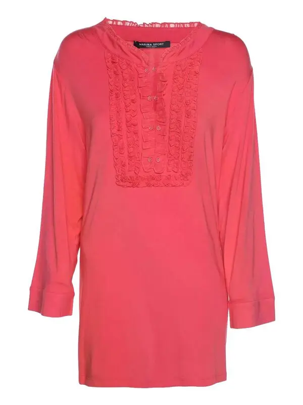 Marina Rinaldi Ruffled Long-sleeve Tunic - Pink