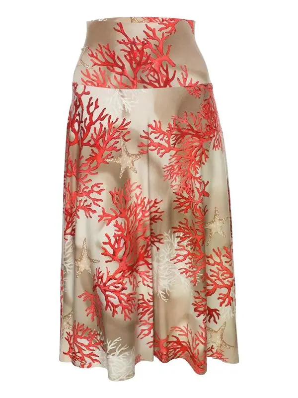 BASLER Printed Jersey Midi Skirt - Neutrals
