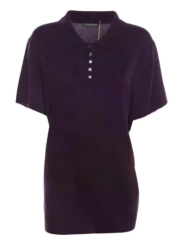 Marina Rinaldi Knit Short-sleeve Polo Shirt - Purple