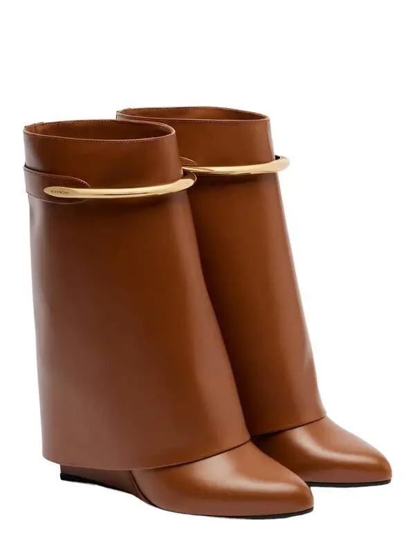 Givenchy Shark Leather Mid-calf Boots - Brown
