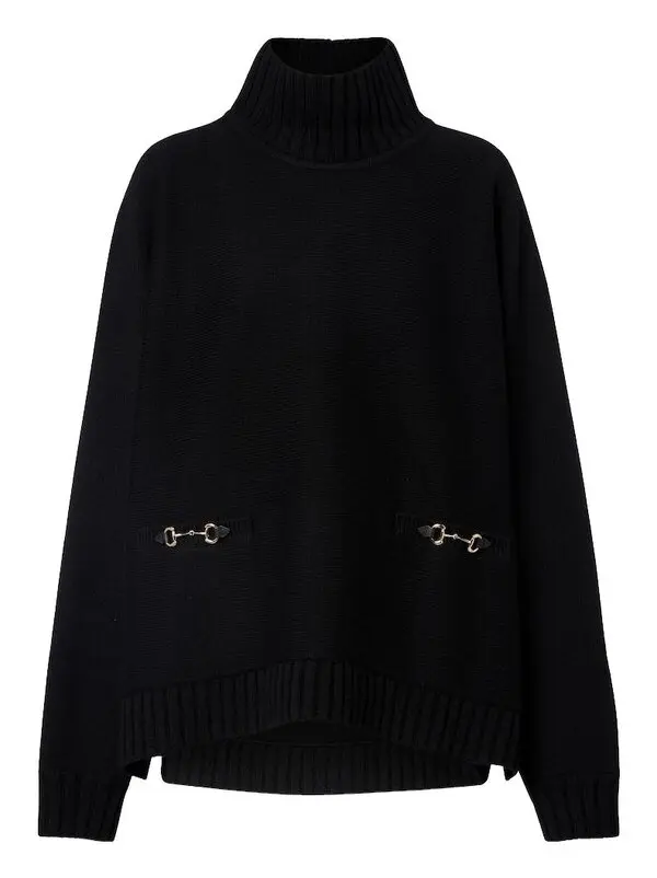 Gucci Horsebit Wool-blend Turtleneck Sweater - Black