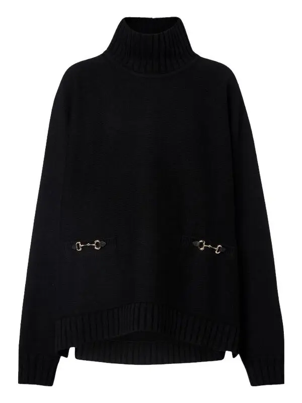 Gucci Horsebit Wool-blend Turtleneck Sweater - Black