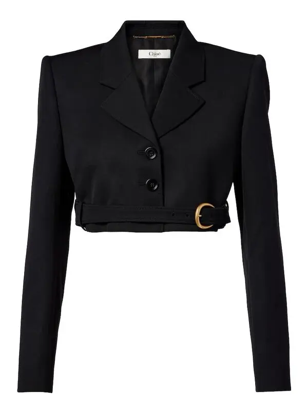 Chloé Cropped Virgin Wool Blazer - Black