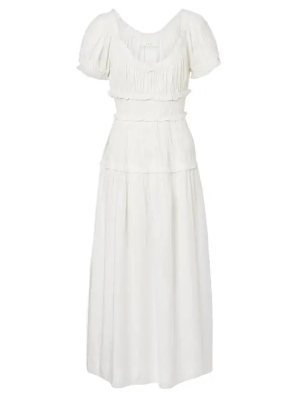 DÔEN Leanne Cotton Poplin Midi Dress - White