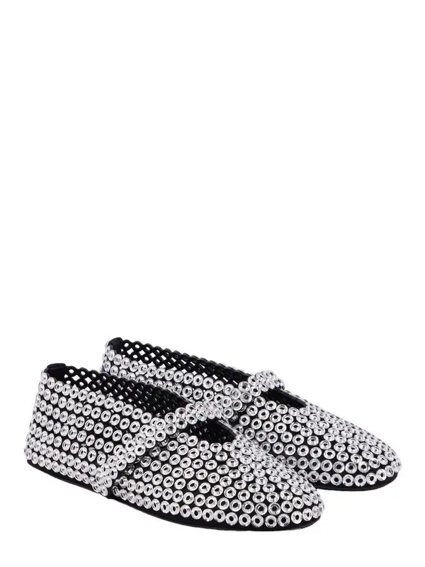 Alaïa Embellished Suede Mary Jane Flats - Black
