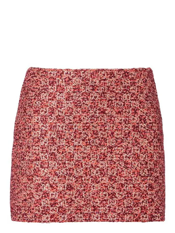 Gucci Gg Lamé Tweed Miniskirt - Red