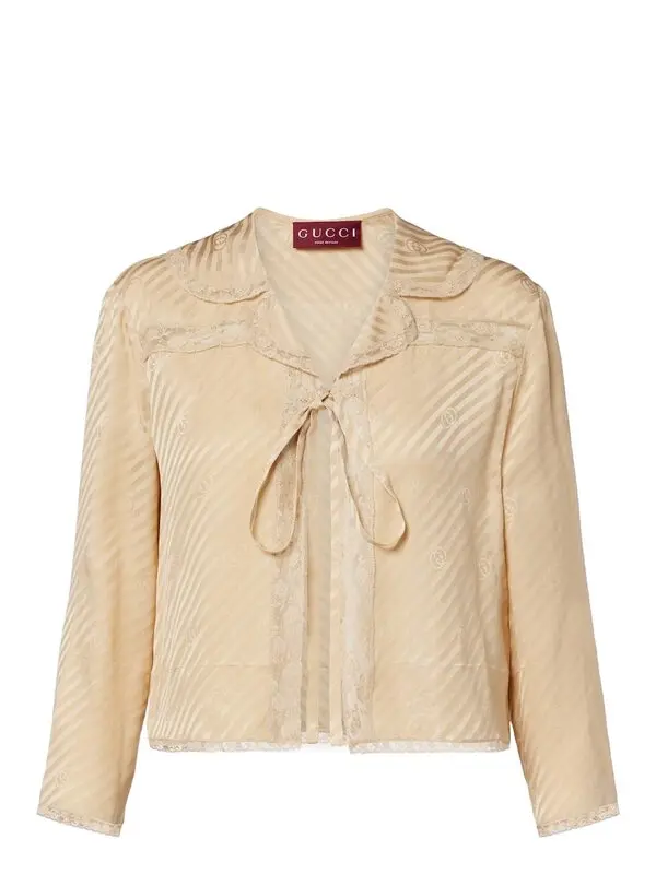 Gucci Interlocking G Silk Jacquard Top - Beige