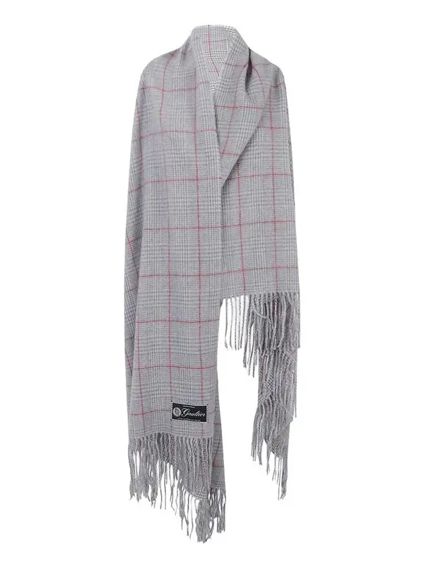 JEAN PAUL GAULTIER Wool Scarf Draped Top - Grey