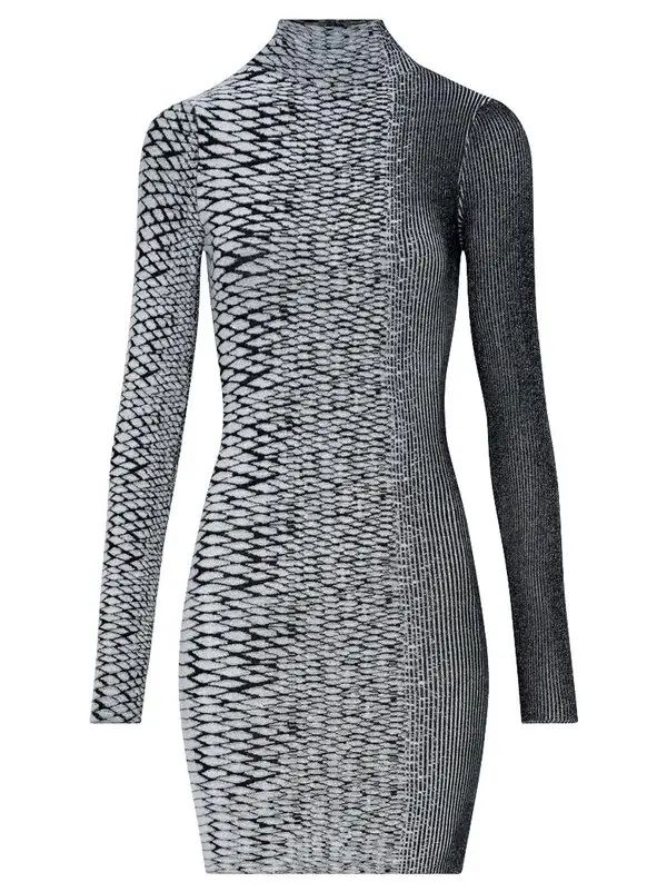 Jean Paul Gaultier 3d Snakeskin Knit Mini Dress - Black And White
