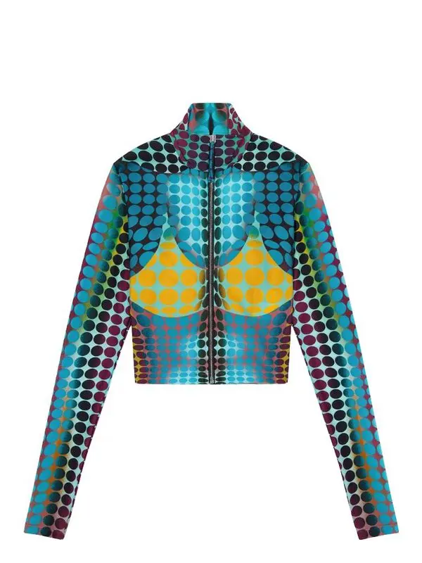 Jean Paul Gaultier Re-edition Cropped Zip-up Top - Blue
