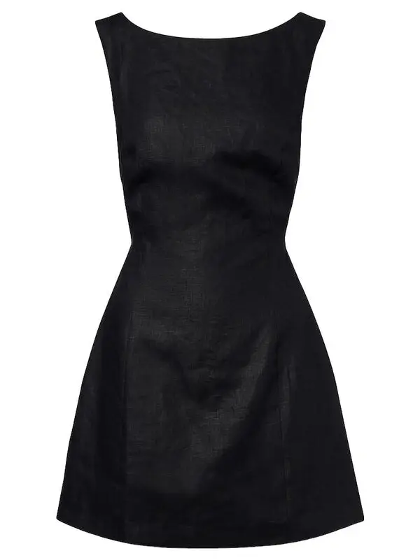 Faithfull The Brand Sofia Linen Mini Dress - Black