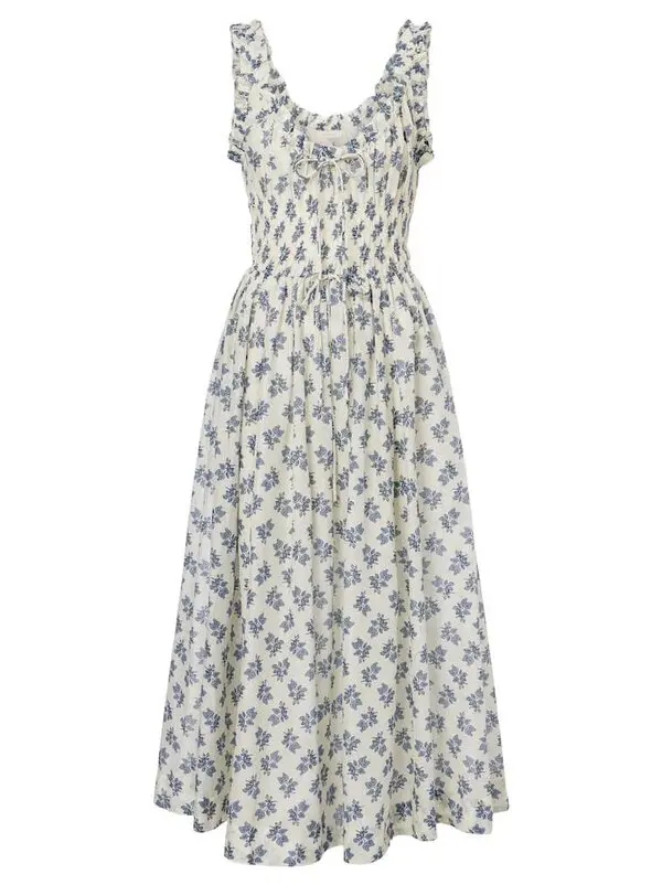 DÔEN Emmaretta Floral Cotton Midi Dress - Multicoloured