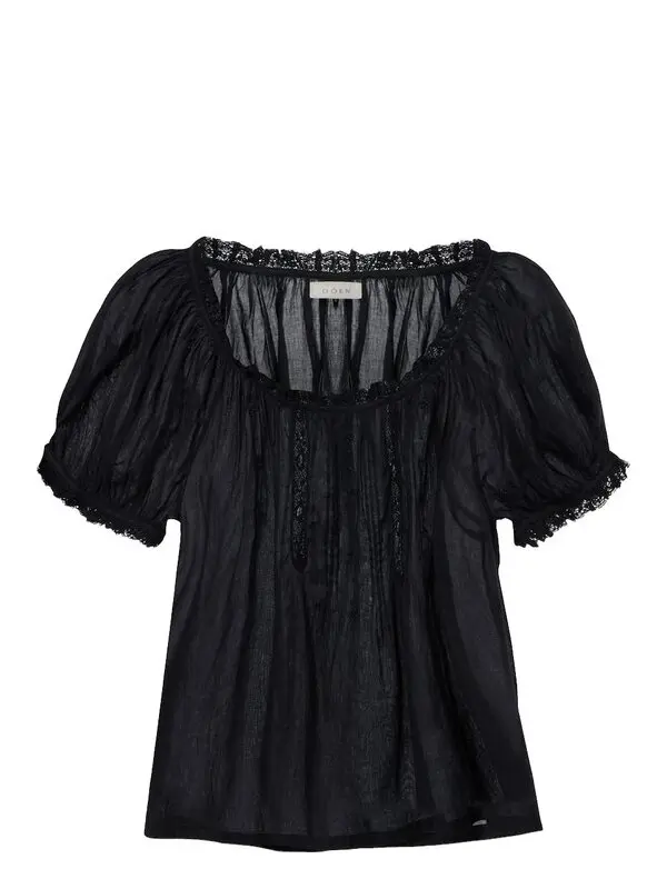 DÔEN Frederica Cotton Voile Top - Black