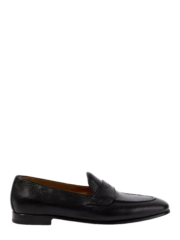 Kiton Leather Penny Loafers - Black