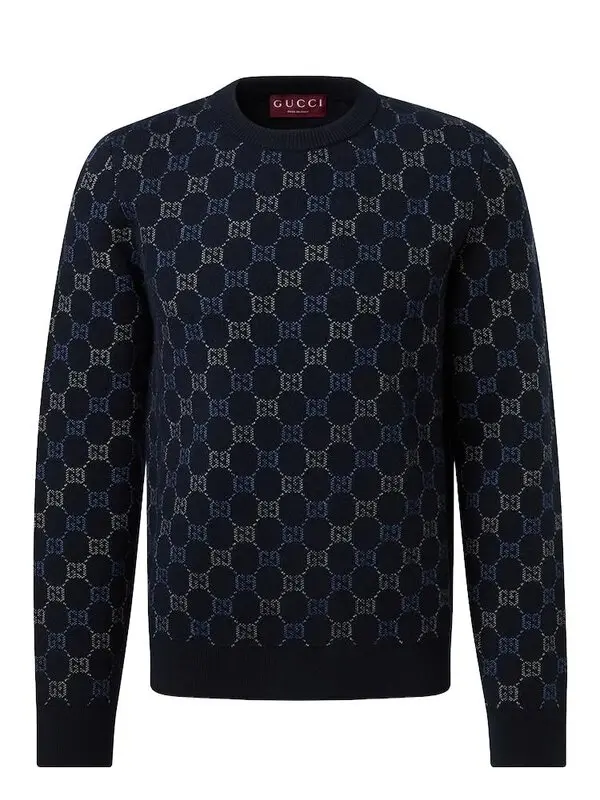 Gucci Gg Jacquard Wool And Cashmere Sweater - Blue