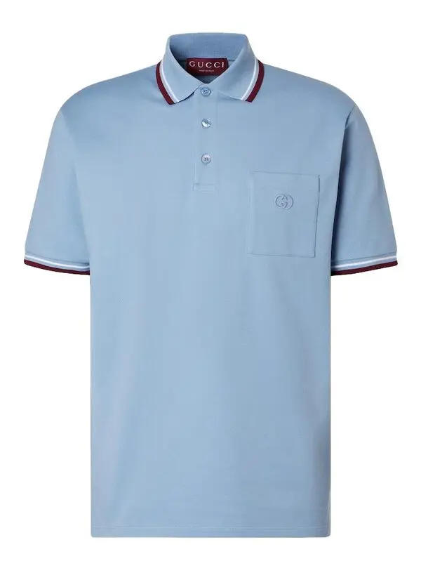 Gucci Cotton-blend Piqué Polo Shirt - Blue
