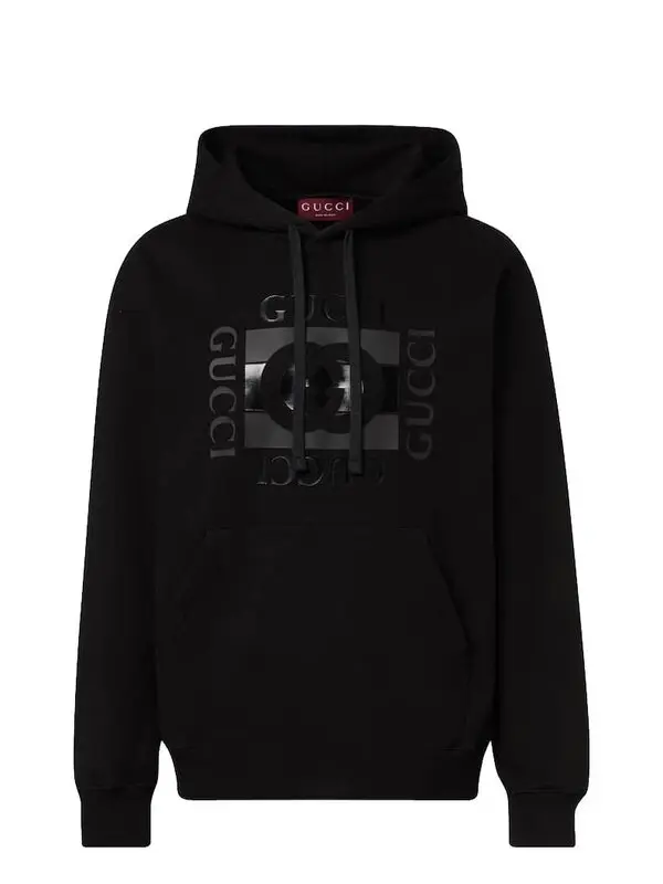 Gucci Logo Cotton Jersey Hoodie - Black