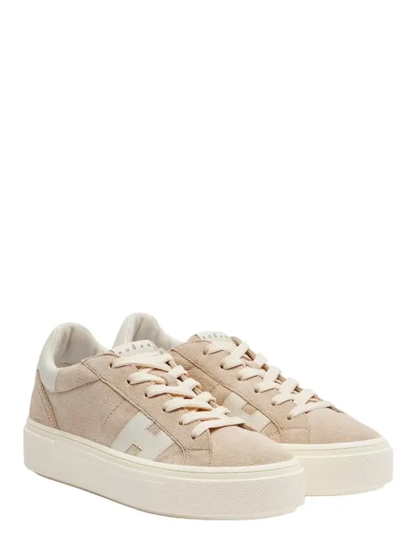 Hogan H705 Suede Platform Sneakers - Beige