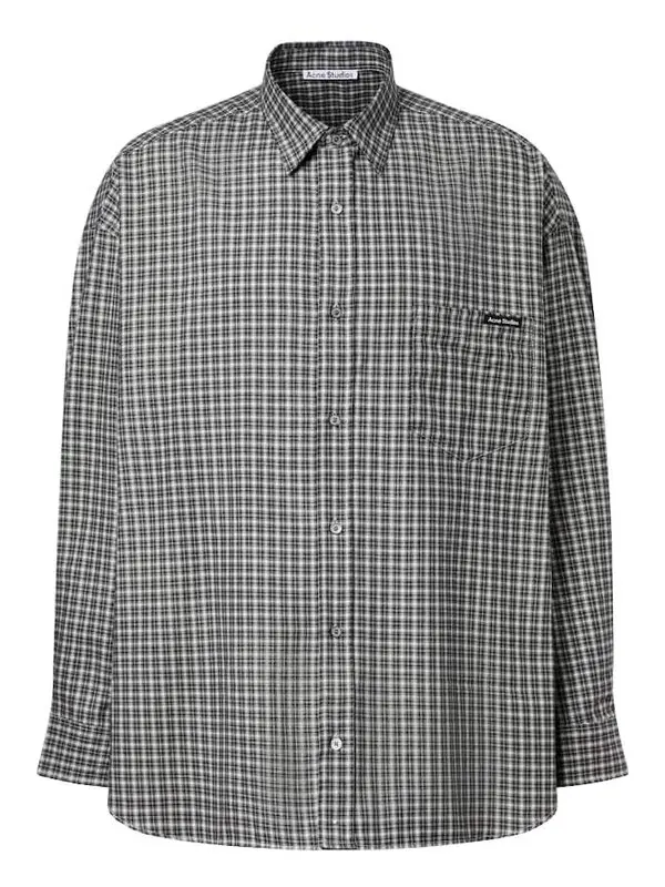 Acne Studios Checked Cotton Flannel Shirt - Black