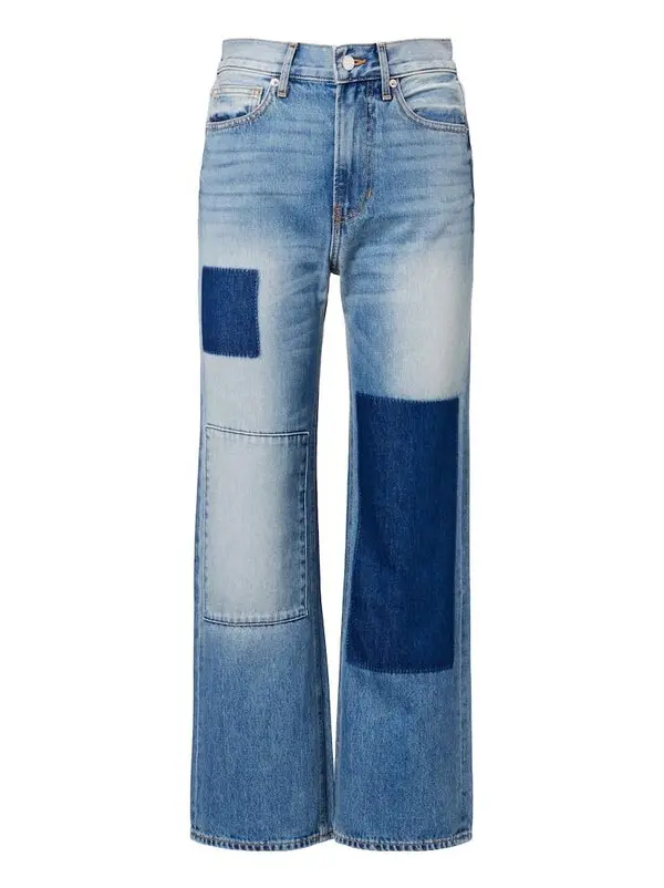 Veronica Beard Patchwork Straight Leg Jeans - Blue