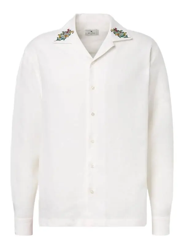 Etro Paisley Embroidered Linen Shirt - White