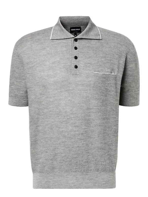 Giorgio Armani Cashmere And Silk Polo Shirt - Grey