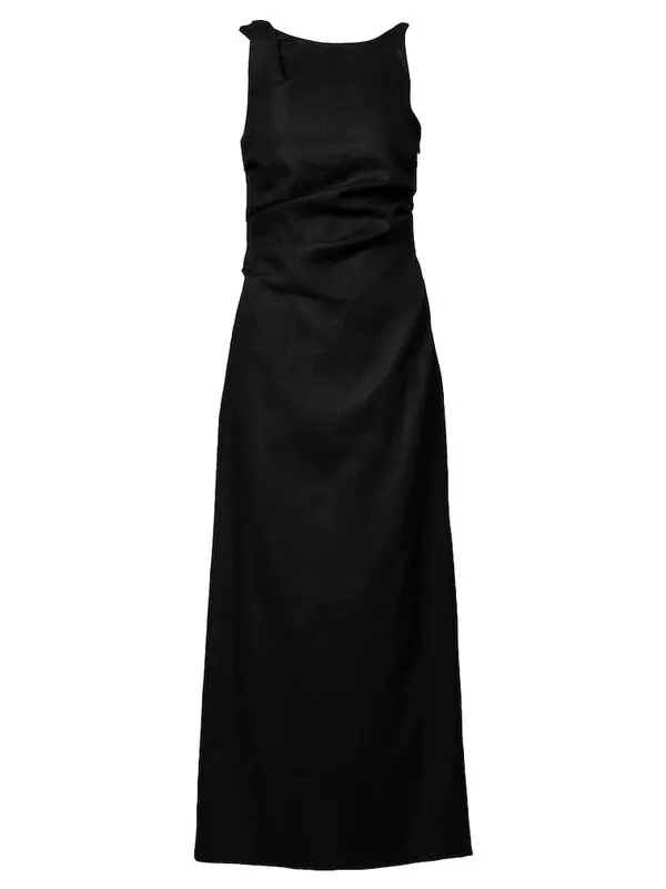 Faithfull The Brand Cera Linen Midi Dress - Black