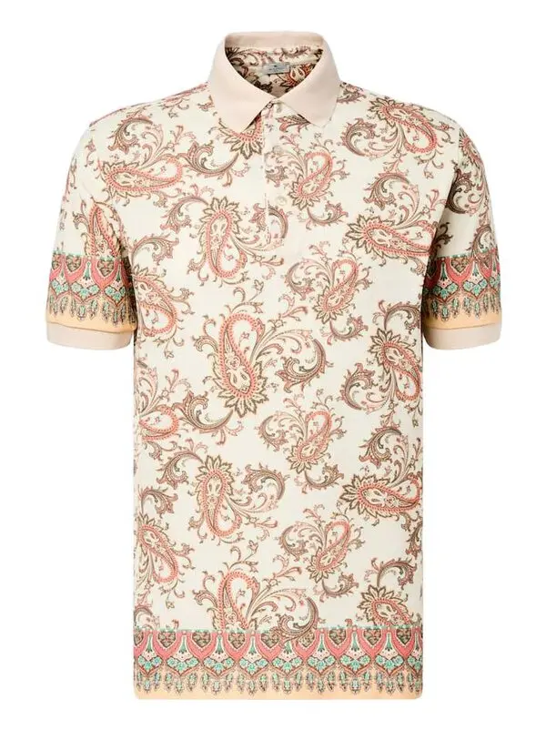 Etro Paisley Cotton Piqué Polo Shirt - Beige