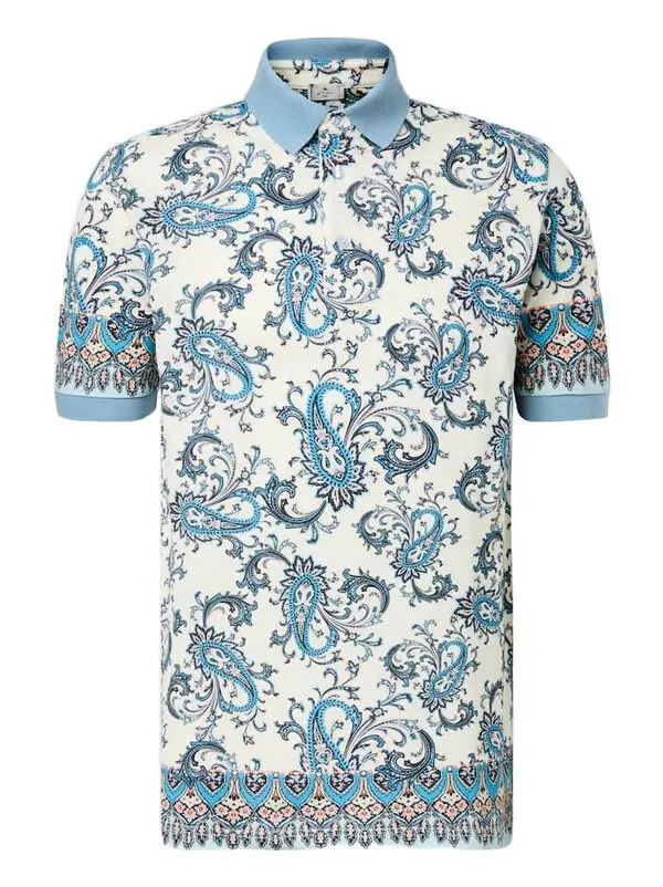 Etro Paisley Cotton Piqué Polo Shirt - Blue