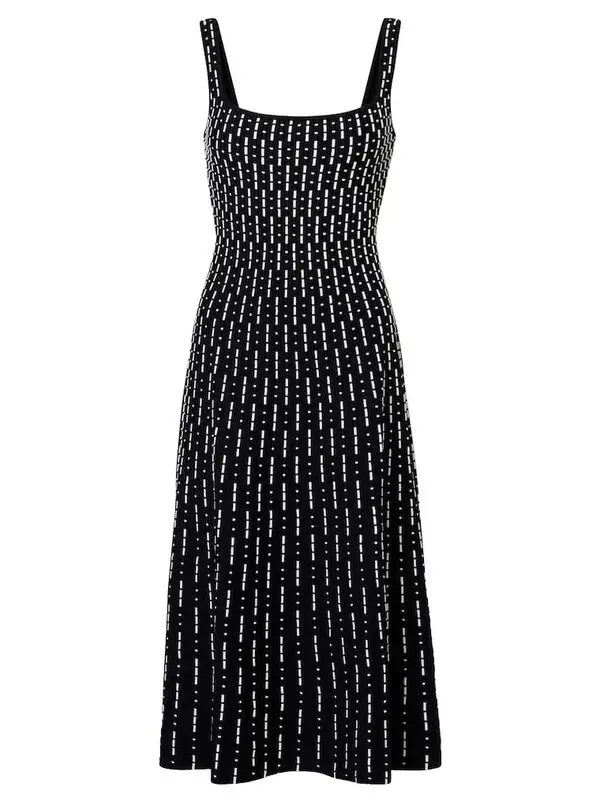 Staud Ellison Compact Knit Midi Dress - Black