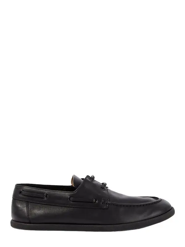 THE ROW Novus Leather Boat Shoes - Black