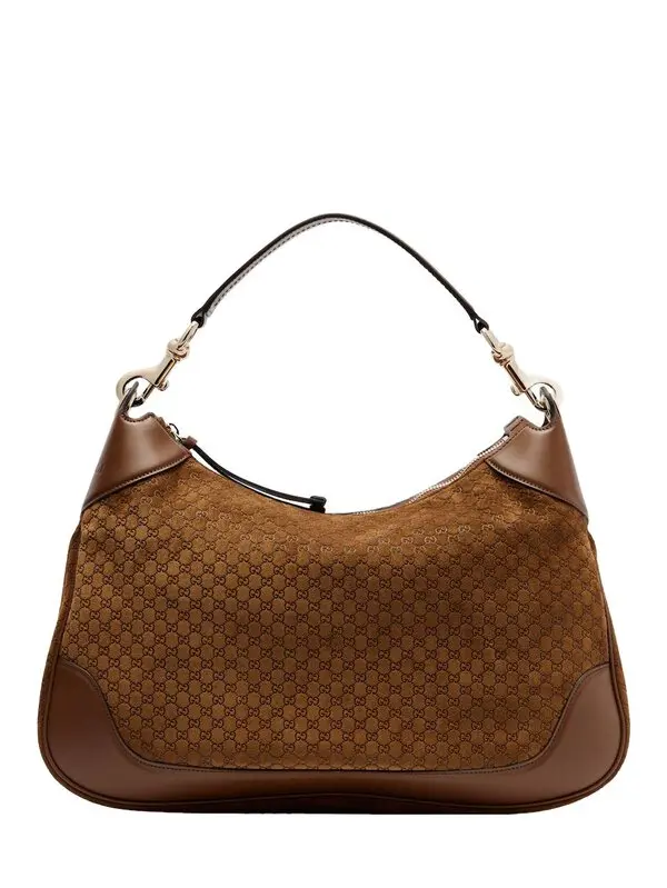 Gucci Medium Suede Shoulder Bag - Brown