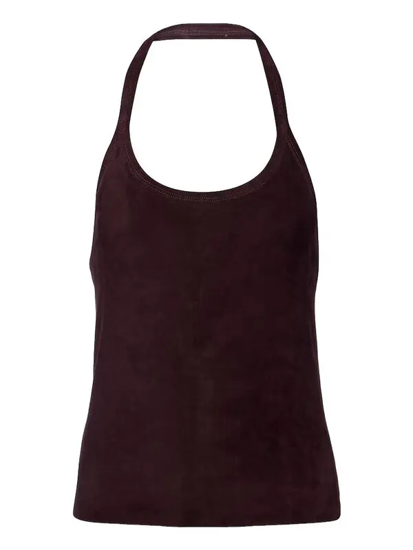 Stouls Halterneck Suede Top - Burgundy