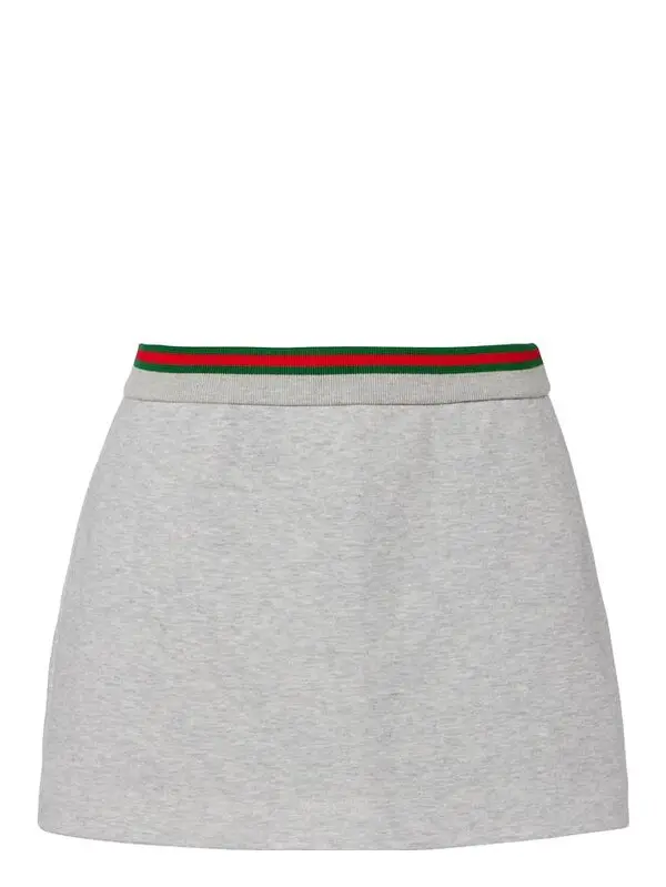 Gucci Web Stripe Cotton-blend Jersey Miniskirt - Grey