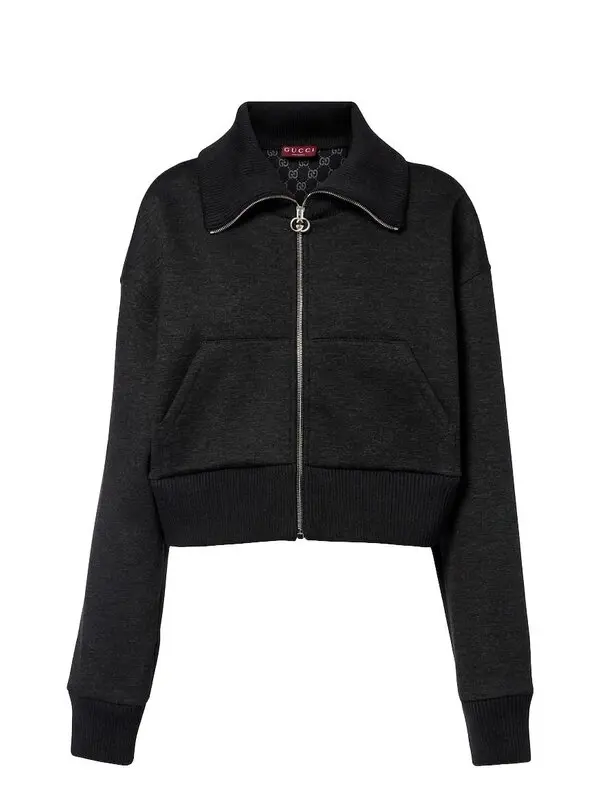 Gucci Cropped Zip-up Sweatshirt - Grey
