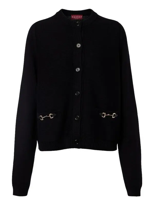 Gucci Horsebit Wool And Cashmere Cardigan - Black