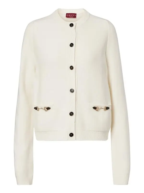 Gucci Horsebit Wool And Cashmere Cardigan - White