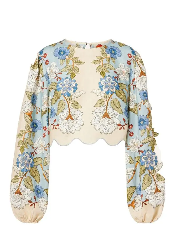 Farm Rio Floral Linen Blouse - Multicoloured