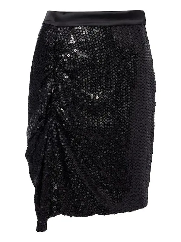 VIVIENNE WESTWOOD Panther Gathered Sequin Midi Skirt - Black