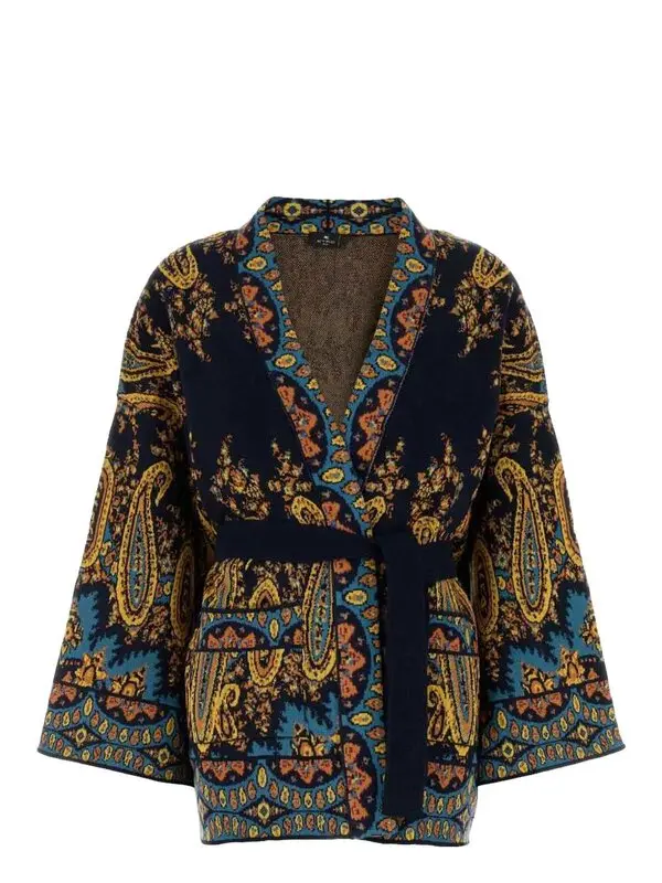 Etro Paisley Print Cape - Blue